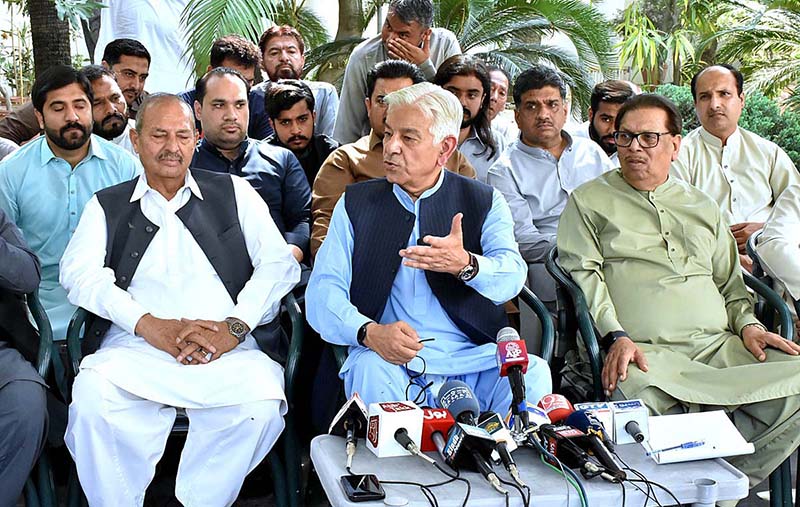 Federal Defence Minister Khawaja Muhammad Asif is addressing a Press ... Federal Defence Minister Khawaja Muhammad Asif is addressing a Press ...