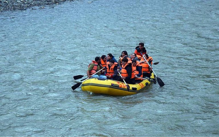 Visitor enjoying rafting in the Naran River