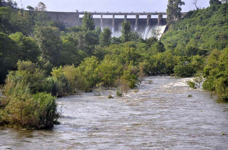 Rawal Dam authorities open spillway of the reservoir after dam water ...