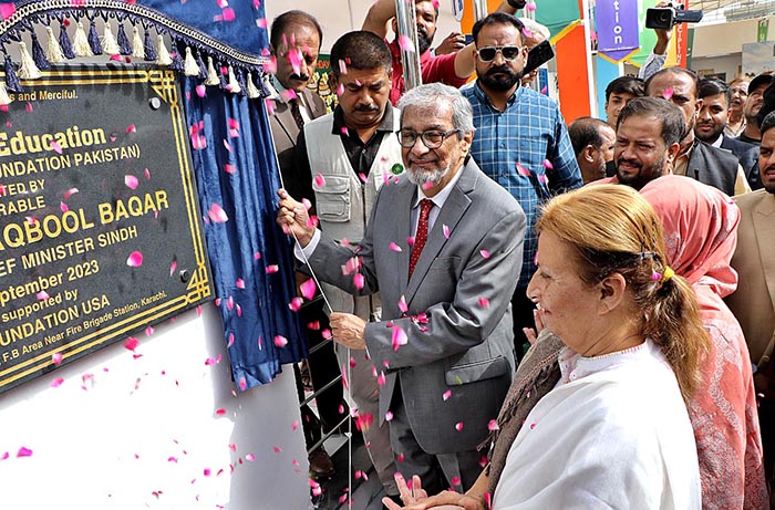 Caretaker Chief Minister Sindh Justice (Retd) Maqbool Baqar inaugurates ...
