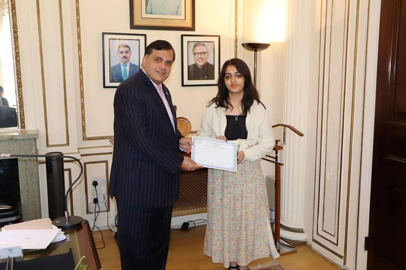 Pakistan envoy presents `Certificate of Appreciation’ to exceptional ...