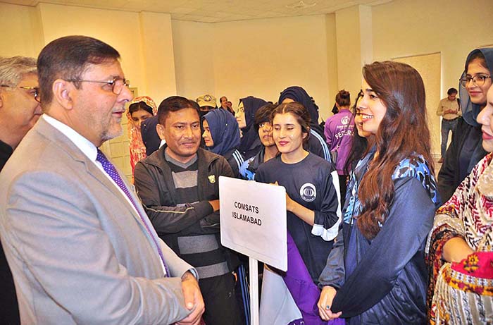 Vice Chancellor University of Sargodha Prof. Dr. Qaisar Abbas talking to players during the ...