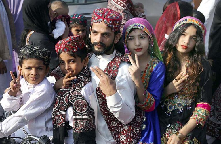 Children enjoying and celebration during celebration of Sindhi Ajrak ...