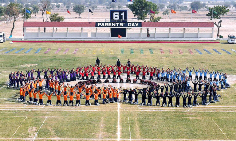 A spectacular view of mass PT performing during 61st Parents Day of Cadet College Petaro