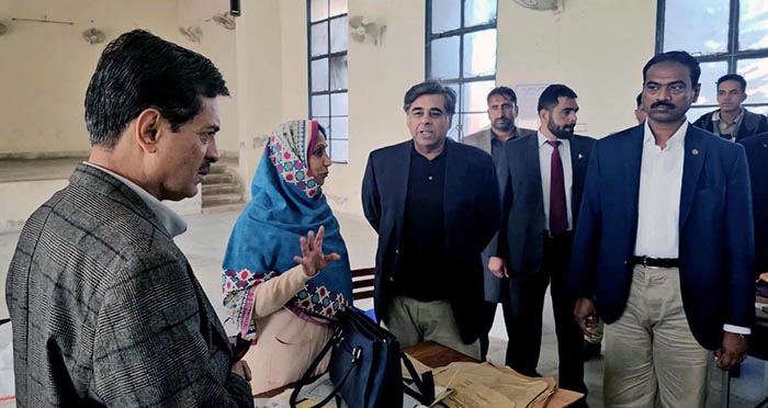 Federal Minister for Interior, Dr. Gohar Ejaz visiting a polling station in the federal capital