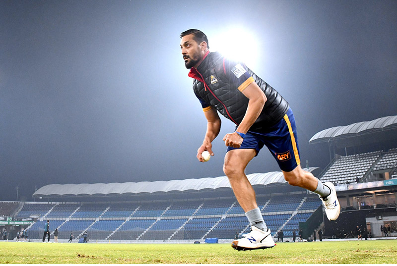 Players of Karachi Kings participating in a practice session for the ...