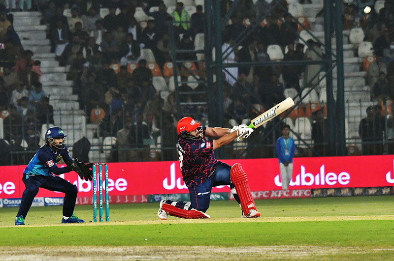 Islamabad United batter Azam Khan plays a shot during the PSL Twenty20 ...