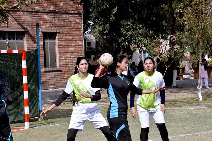 Students participating in 1st match during 34th Handball Championship ...