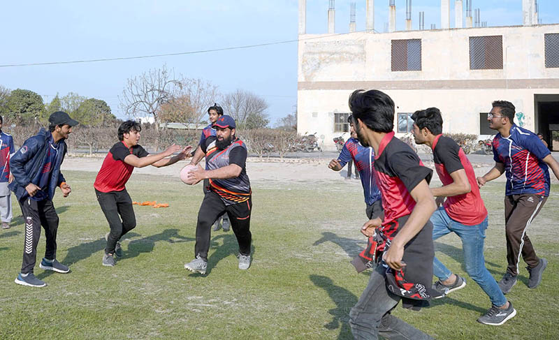 Students participating in a rugby game during the Annual Sports ...