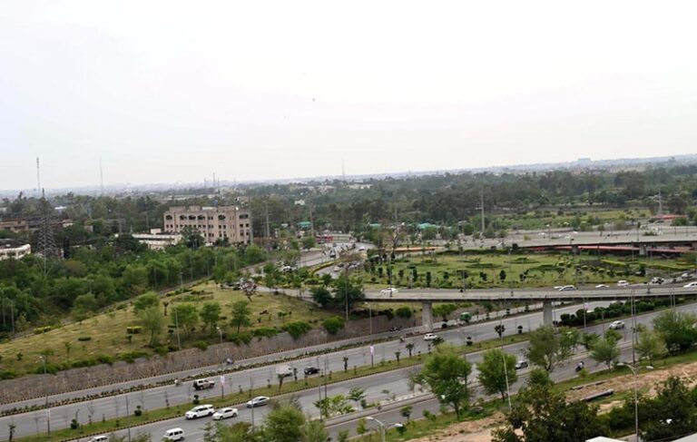 A beautiful view of Peshawar Mor Fly over during rainy weather in the ...