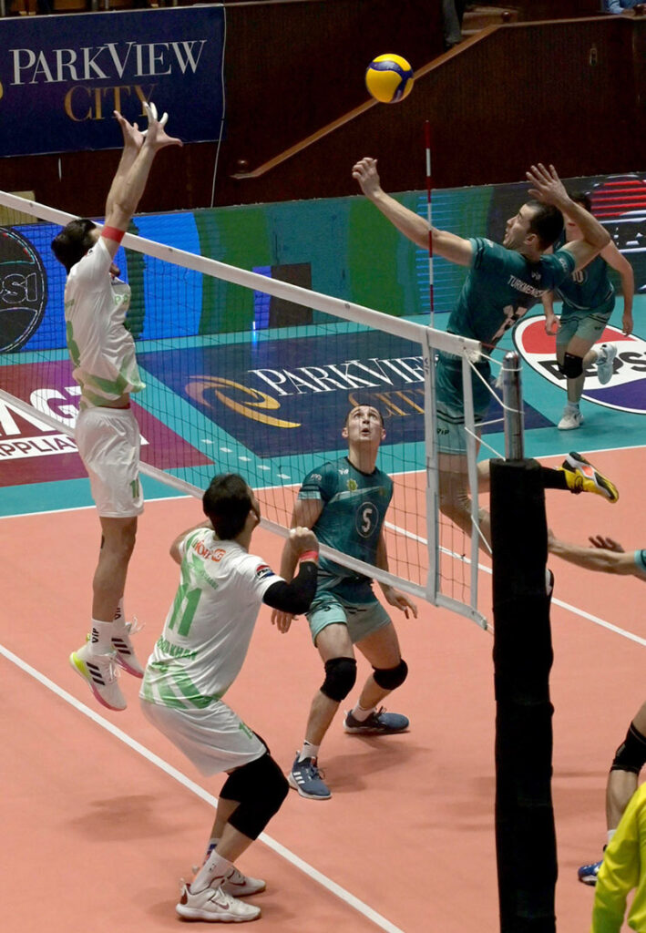 Players in action during volleyball final match between Pakistan and ...