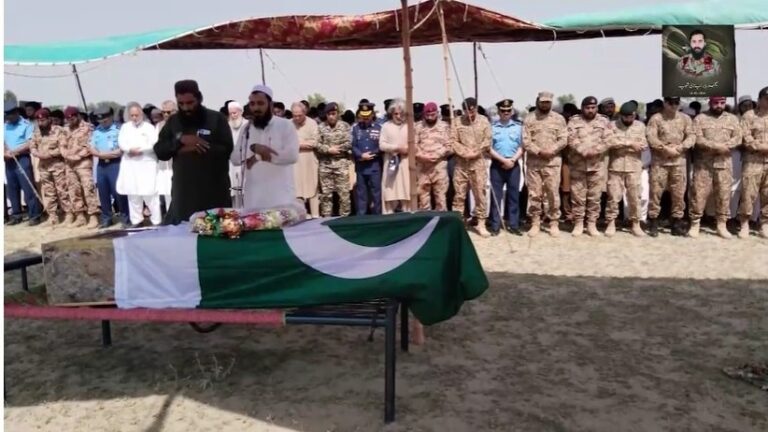 Funeral prayer of Major Babar Shaheed offered at Zhob Cantt