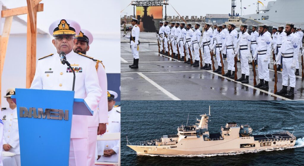 Pakistan Navy Commissions 3rd offshore patrol vessel PNS HUNAIN in Romania