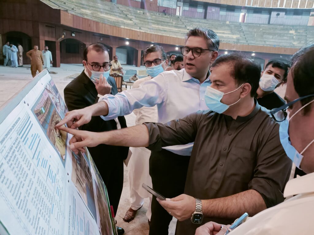 CDA chairman oversees renovation work at Jinnah Convention Center ahead ...