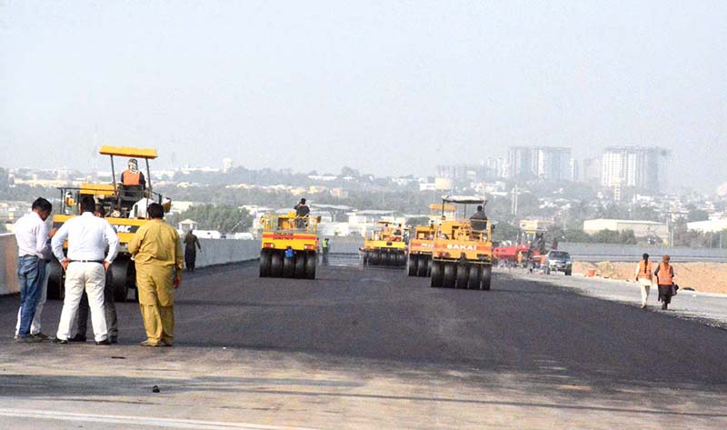 Construction work is in full swing on Malir Expressway, a 39-kilometer ...