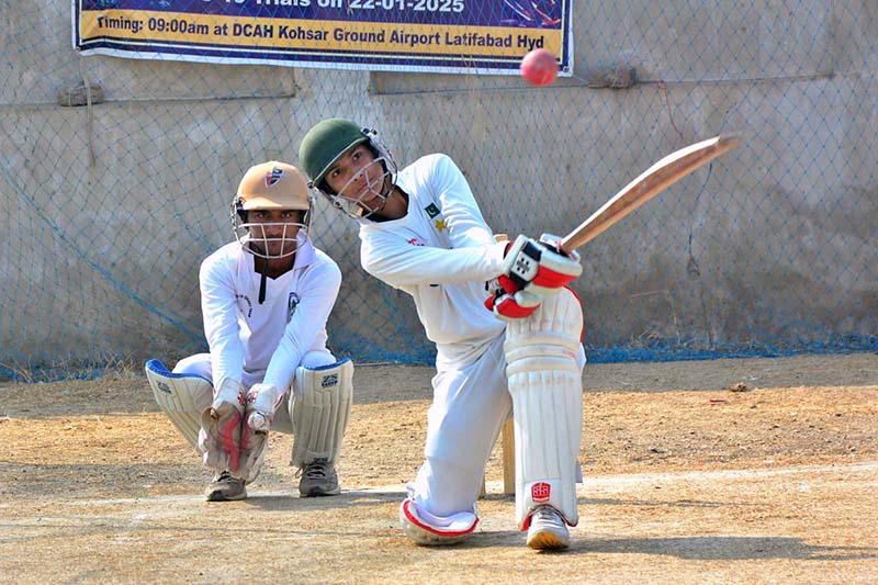 A batter in action during the trail of PCB U-19 Hyderabad region ...