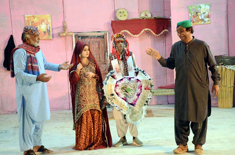 Artists performing in a stage drama " Pyar Zindagi Hai/ Love is Life ...
