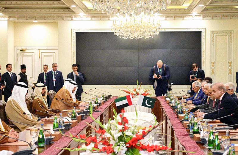 Prime Minister Muhammad Shehbaz Sharif and Crown Prince of Abu Dhabi His Highness Sheikh Khaled ...