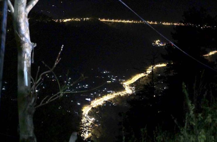 A beautiful night view of lights illuminated the Murree Expressway.