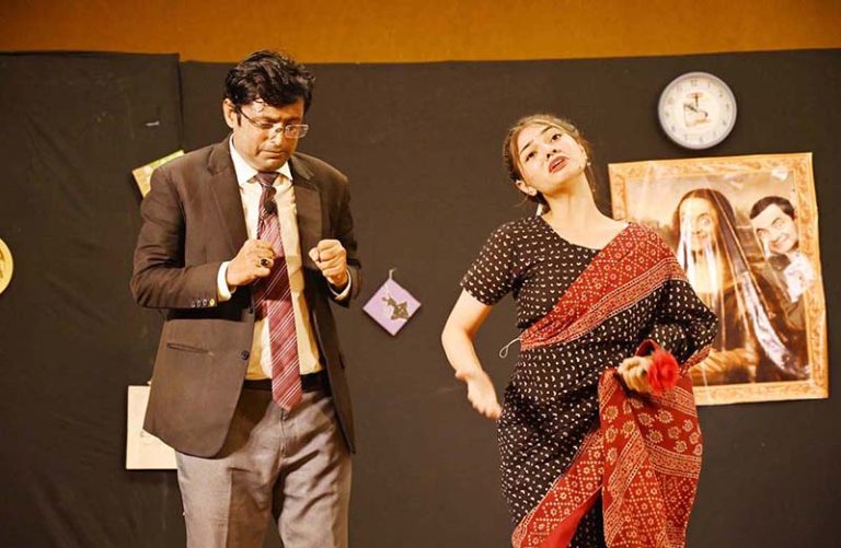 Artists perform on the stage drama “Hik charyou” during closing ...